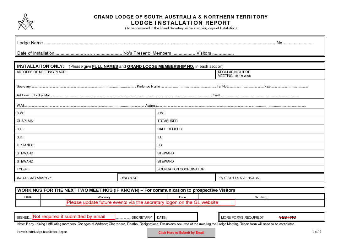 Doculicious - New entry: Lodge Installation Report Form